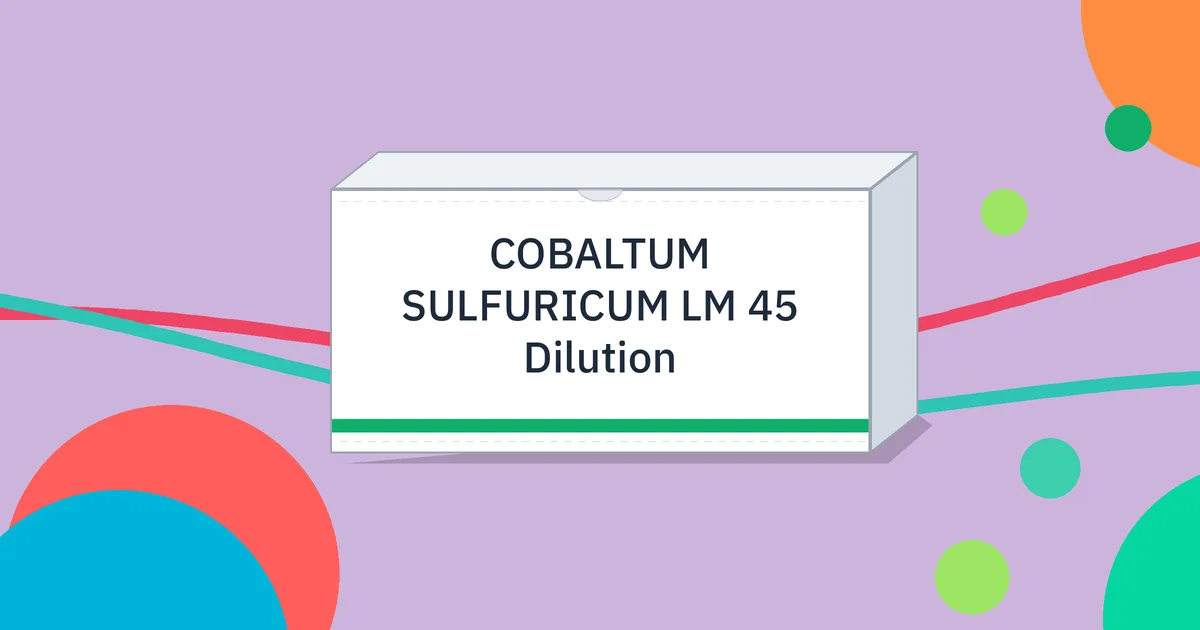 Symbolbild: Packung mit der Aufschrift COBALTUM SULFURICUM LM 45 Dilution (PZN 12824781) – Verfügbarkeit und Bezug in Apotheken in Frankfurt am Main