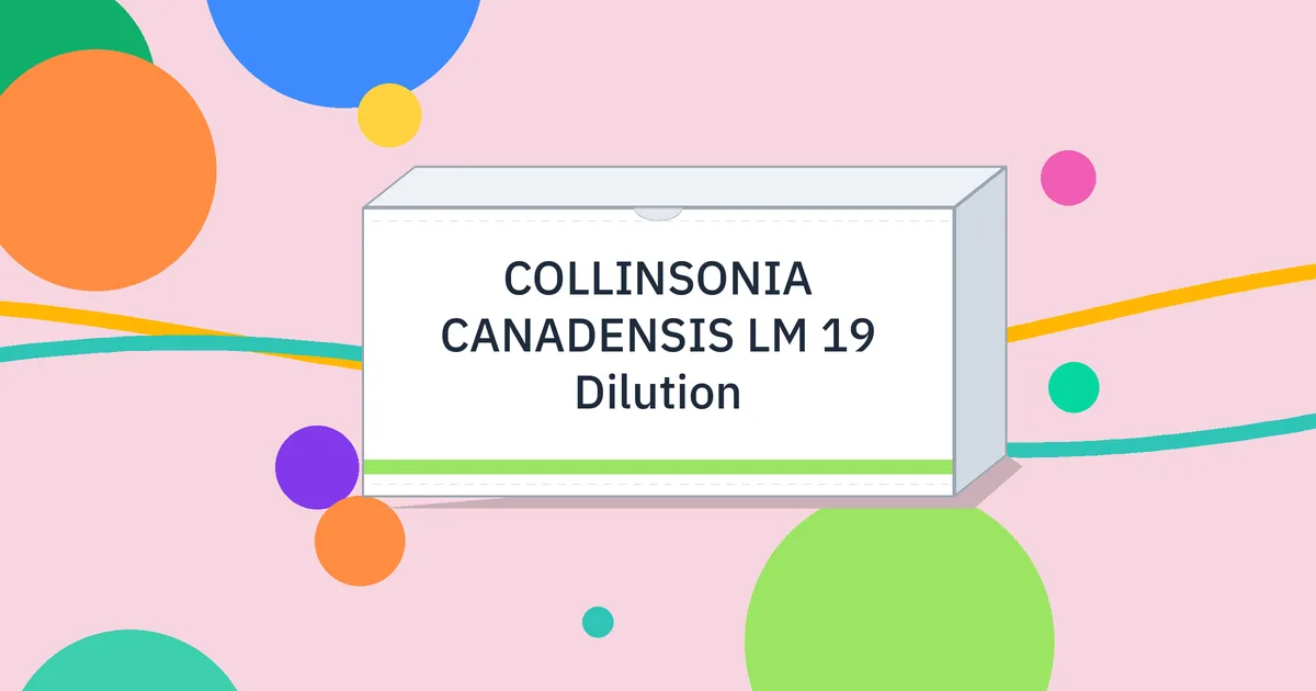 Symbolbild: Packung mit der Aufschrift COLLINSONIA CANADENSIS LM 19 Dilution (PZN 13447903) – Verfügbarkeit und Bezug in Apotheken in Frankfurt am Main
