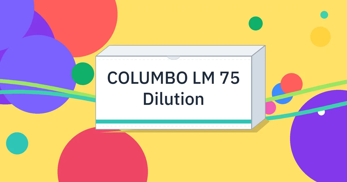 Symbolbild: Packung mit der Aufschrift COLUMBO LM 75 Dilution (PZN 13449026) – Verfügbarkeit und Bezug in Apotheken in Frankfurt am Main