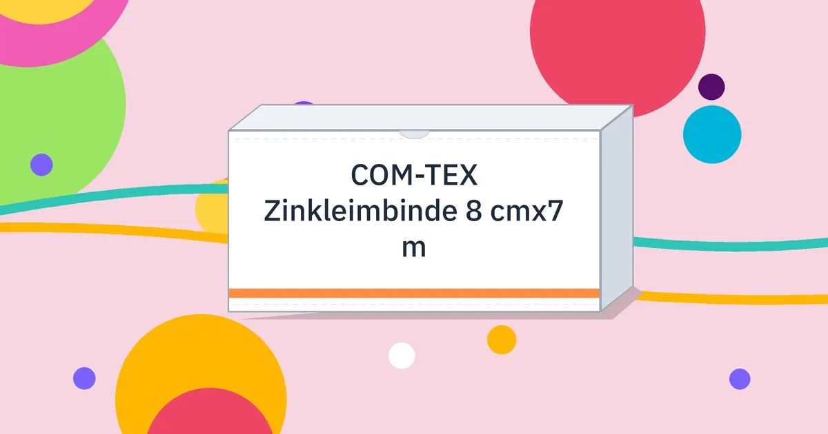 Symbolbild: Packung mit der Aufschrift COM-TEX Zinkleimbinde 8 cmx7 m (PZN 19113505) – Verfügbarkeit und Bezug in Apotheken in Frankfurt am Main