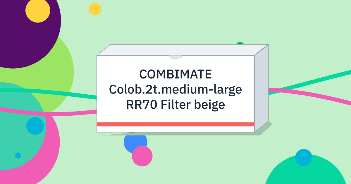 Symbolbild: Packung mit der Aufschrift COMBIMATE Colob.2t.medium-large RR70 Filter beige (PZN 01357135) – Verfügbarkeit und Bezug in Apotheken in Frankfurt am Main
