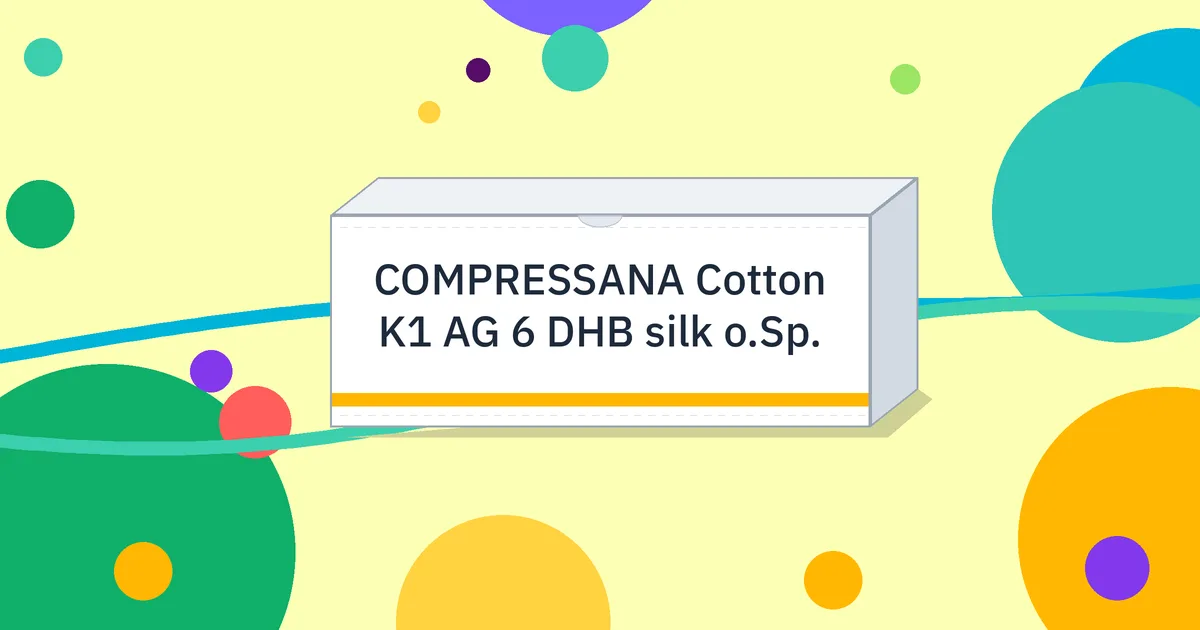 Symbolbild: Packung mit der Aufschrift COMPRESSANA Cotton K1 AG 6 DHB silk o.Sp. (PZN 11393793) – Verfügbarkeit und Bezug in Apotheken in Frankfurt am Main