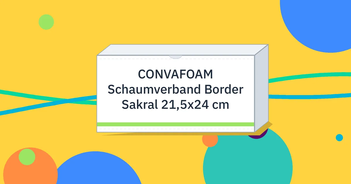 Symbolbild: Packung mit der Aufschrift CONVAFOAM Schaumverband Border Sakral 21,5x24 cm (PZN 20629289) – Verfügbarkeit und Bezug in Apotheken in Frankfurt am Main