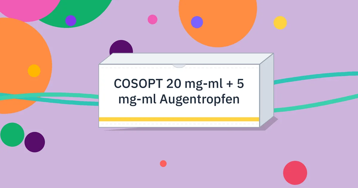 Symbolbild: Packung mit der Aufschrift COSOPT 20 mg-ml + 5 mg-ml Augentropfen (PZN 17176944) – Verfügbarkeit und Bezug in Apotheken in Frankfurt am Main