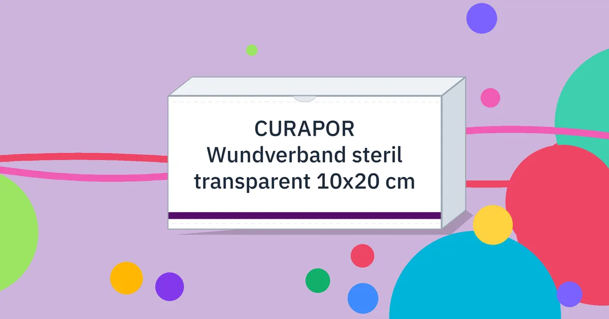 Symbolbild: Packung mit der Aufschrift CURAPOR Wundverband steril transparent 10x20 cm (PZN 19881227) – Verfügbarkeit und Bezug in Apotheken in Frankfurt am Main