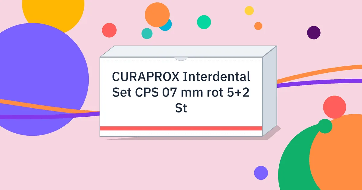 Symbolbild: Packung mit der Aufschrift CURAPROX Interdental Set CPS 07 mm rot 5+2 St (PZN 16356791) – Verfügbarkeit und Bezug in Apotheken in Frankfurt am Main