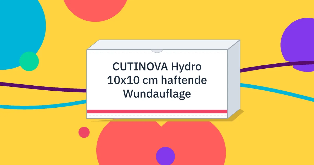 Symbolbild: Packung mit der Aufschrift CUTINOVA Hydro 10x10 cm haftende Wundauflage (PZN 15302310) – Verfügbarkeit und Bezug in Apotheken in Frankfurt am Main