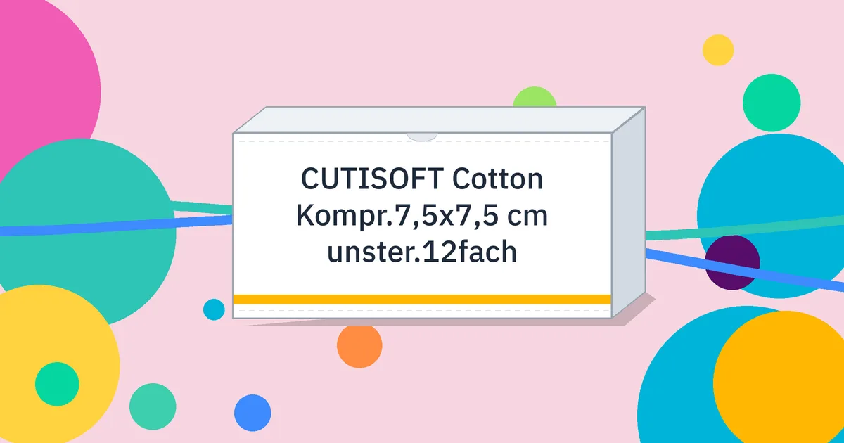 Symbolbild: Packung mit der Aufschrift CUTISOFT Cotton Kompr.7,5x7,5 cm unster.12fach (PZN 03896899) – Verfügbarkeit und Bezug in Apotheken in Frankfurt am Main