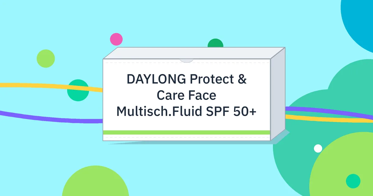 Symbolbild: Packung mit der Aufschrift DAYLONG Protect & Care Face Multisch.Fluid SPF 50+ (PZN 20007926) – Verfügbarkeit und Bezug in Apotheken in Frankfurt am Main