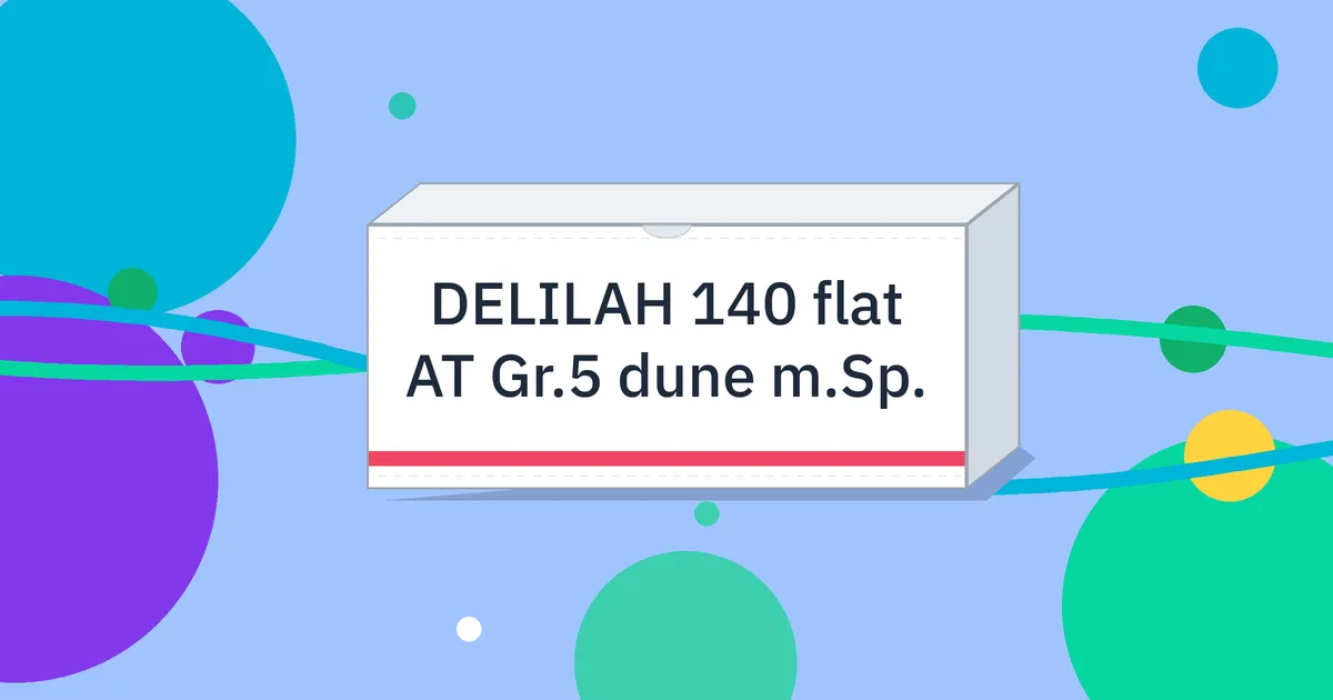 Symbolbild: Packung mit der Aufschrift DELILAH 140 flat AT Gr.5 dune m.Sp. (PZN 14247827) – Verfügbarkeit und Bezug in Apotheken in Frankfurt am Main