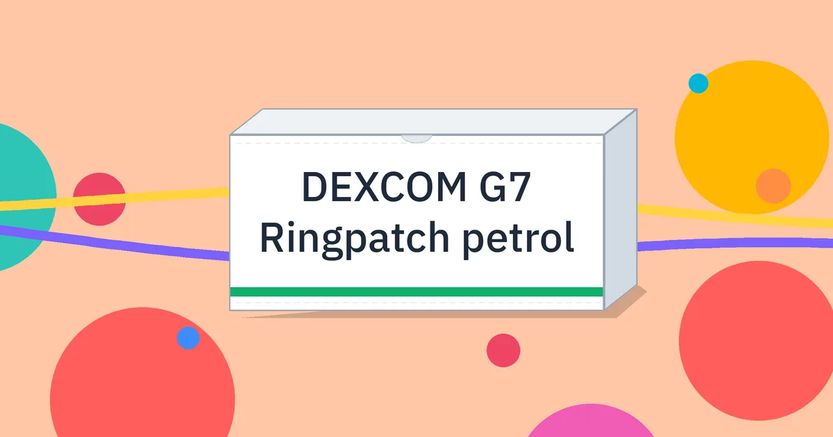 Symbolbild: Packung mit der Aufschrift DEXCOM G7 Ringpatch petrol (PZN 19865926) – Verfügbarkeit und Bezug in Apotheken in Frankfurt am Main