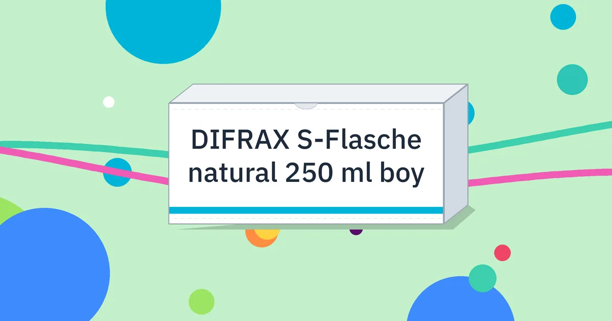 Symbolbild: Packung mit der Aufschrift DIFRAX S-Flasche natural 250 ml boy (PZN 12517932) – Verfügbarkeit und Bezug in Apotheken in Frankfurt am Main