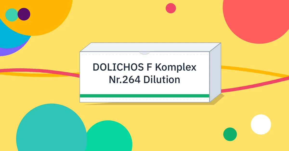 Symbolbild: Packung mit der Aufschrift DOLICHOS F Komplex Nr.264 Dilution (PZN 01013186) – Verfügbarkeit und Bezug in Apotheken in Frankfurt am Main