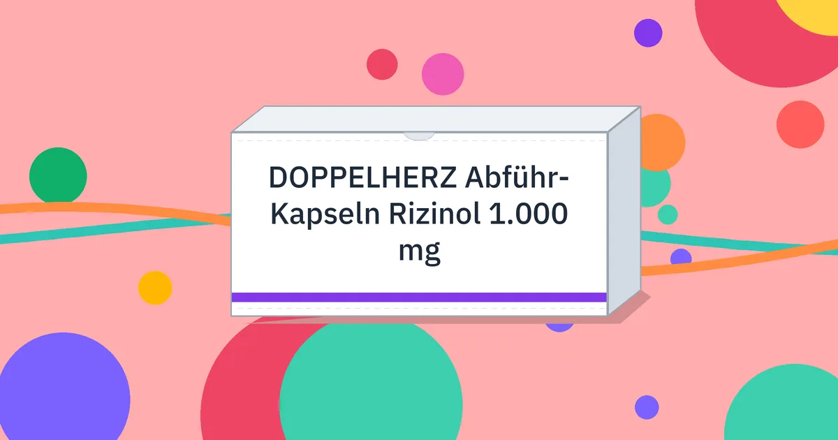 Symbolbild: Packung mit der Aufschrift DOPPELHERZ Abführ-Kapseln Rizinol 1.000 mg (PZN 01534672) – Verfügbarkeit und Bezug in Apotheken in Frankfurt am Main