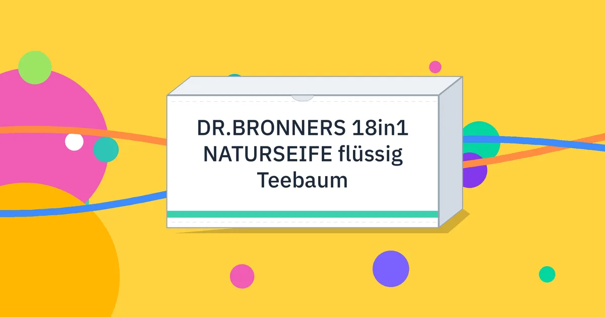 Symbolbild: Packung mit der Aufschrift DR.BRONNERS 18in1 NATURSEIFE flüssig Teebaum (PZN 19241781) – Verfügbarkeit und Bezug in Apotheken in Frankfurt am Main