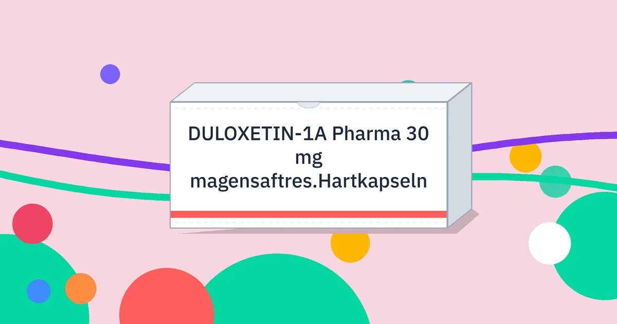 Symbolbild: Packung mit der Aufschrift DULOXETIN-1A Pharma 30 mg magensaftres.Hartkapseln (PZN 11049558) – Verfügbarkeit und Bezug in Apotheken in Frankfurt am Main