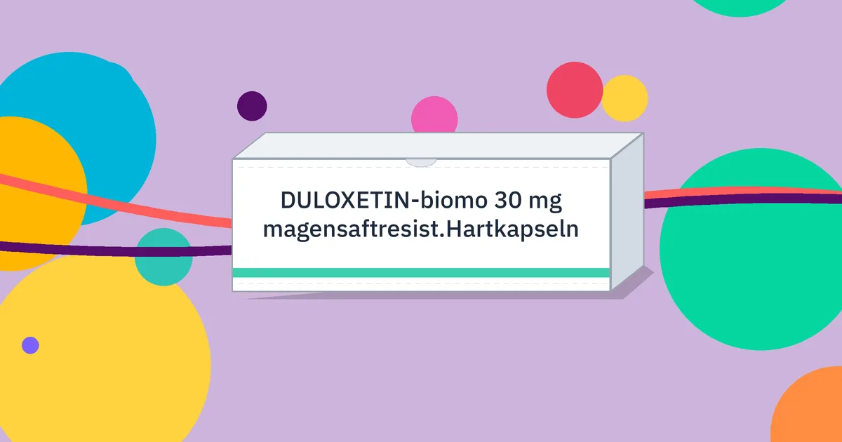 Symbolbild: Packung mit der Aufschrift DULOXETIN-biomo 30 mg magensaftresist.Hartkapseln (PZN 11154953) – Verfügbarkeit und Bezug in Apotheken in Frankfurt am Main