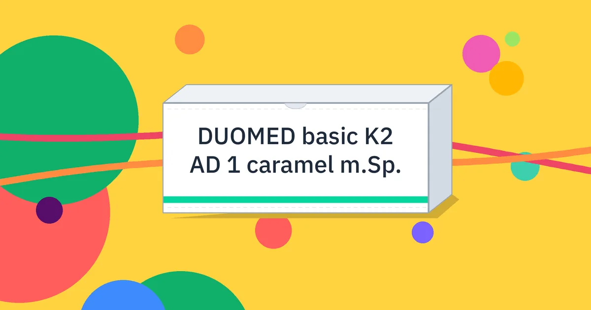 Symbolbild: Packung mit der Aufschrift DUOMED basic K2 AD 1 caramel m.Sp. (PZN 20906671) – Verfügbarkeit und Bezug in Apotheken in Frankfurt am Main