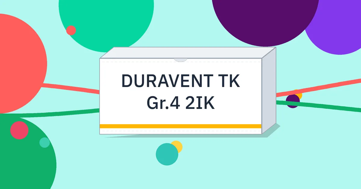 Symbolbild: Packung mit der Aufschrift DURAVENT TK Gr.4 2IK (PZN 04459741) – Verfügbarkeit und Bezug in Apotheken in Frankfurt am Main
