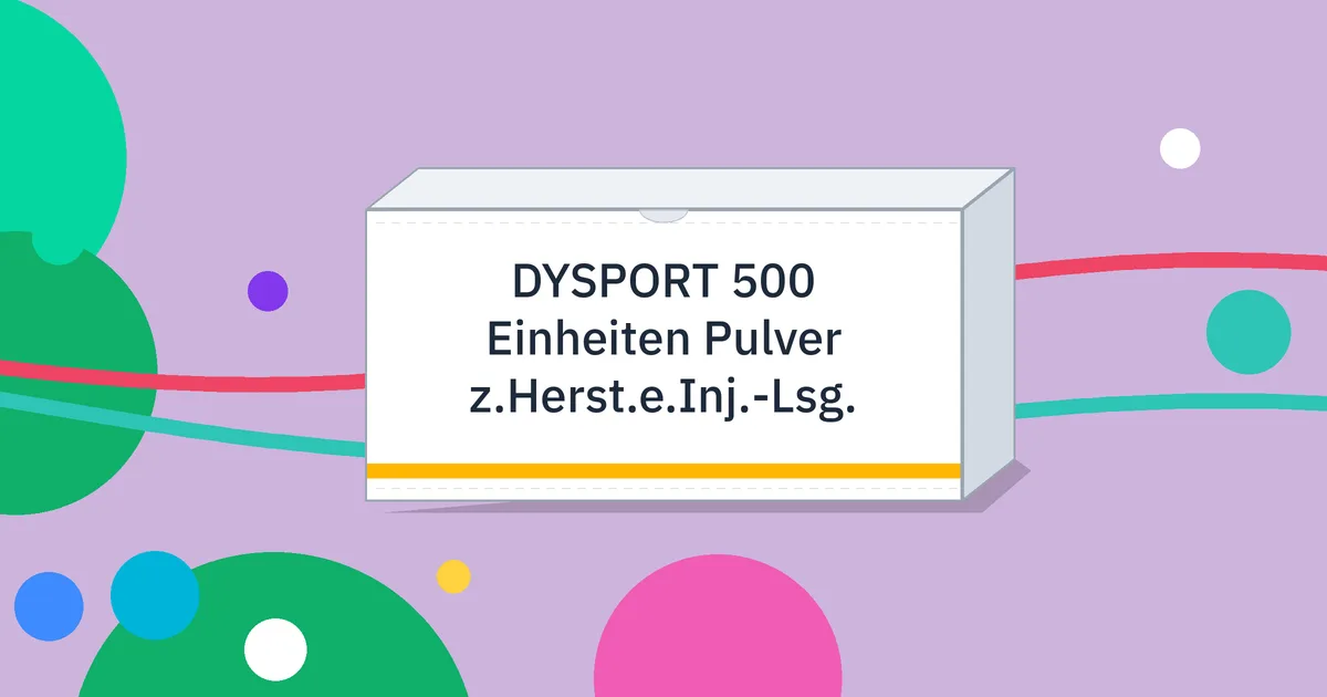 Symbolbild: Packung mit der Aufschrift DYSPORT 500 Einheiten Pulver z.Herst.e.Inj.-Lsg. (PZN 00217142) – Verfügbarkeit und Bezug in Apotheken in Frankfurt am Main