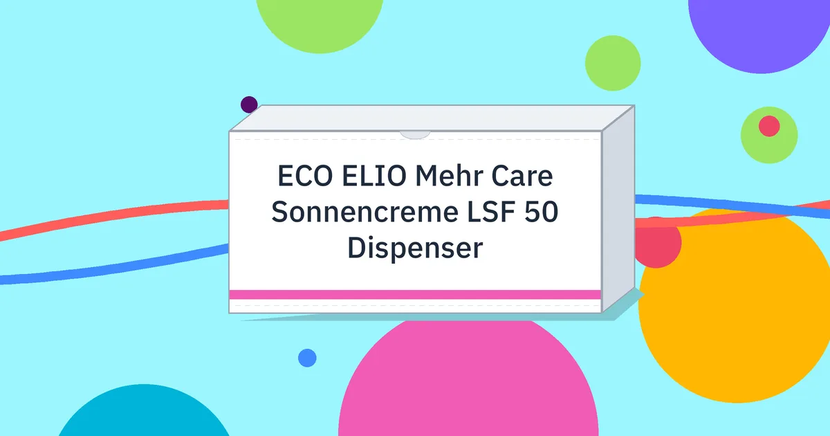 Symbolbild: Packung mit der Aufschrift ECO ELIO Mehr Care Sonnencreme LSF 50 Dispenser (PZN 19726254) – Verfügbarkeit und Bezug in Apotheken in Frankfurt am Main