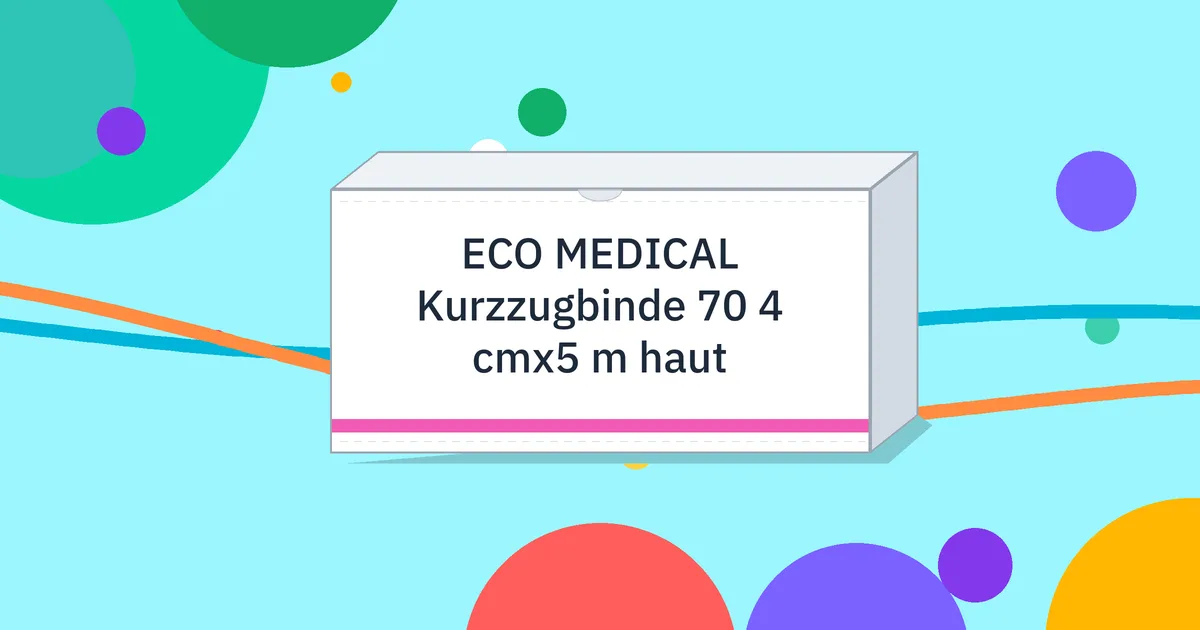 Symbolbild: Packung mit der Aufschrift ECO MEDICAL Kurzzugbinde 70 4 cmx5 m haut (PZN 10787260) – Verfügbarkeit und Bezug in Apotheken in Frankfurt am Main