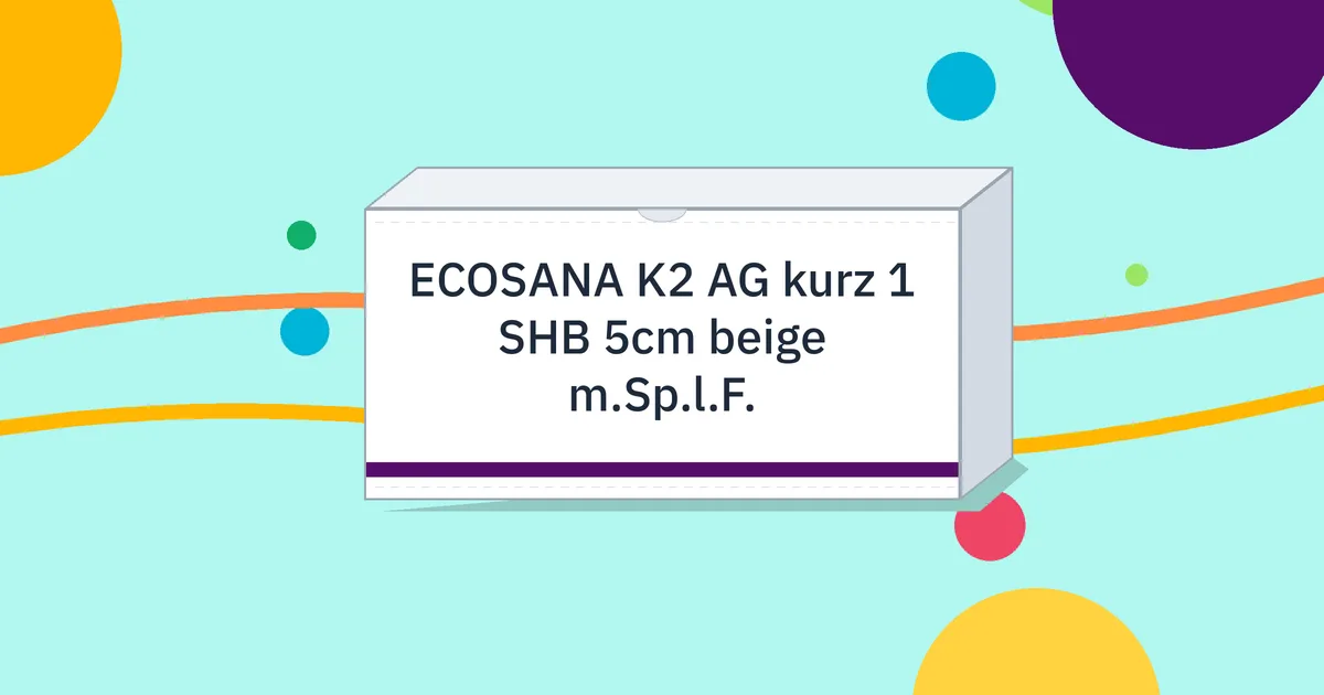 Symbolbild: Packung mit der Aufschrift ECOSANA K2 AG kurz 1 SHB 5cm beige m.Sp.l.F. (PZN 10955065) – Verfügbarkeit und Bezug in Apotheken in Frankfurt am Main