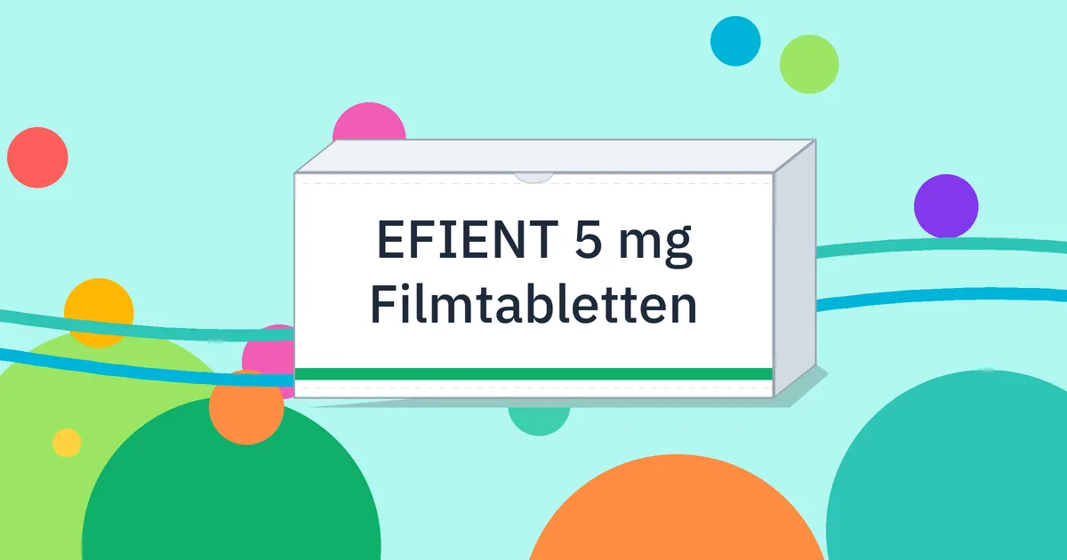 Symbolbild: Packung mit der Aufschrift EFIENT 5 mg Filmtabletten (PZN 16354668) – Verfügbarkeit und Bezug in Apotheken in Frankfurt am Main