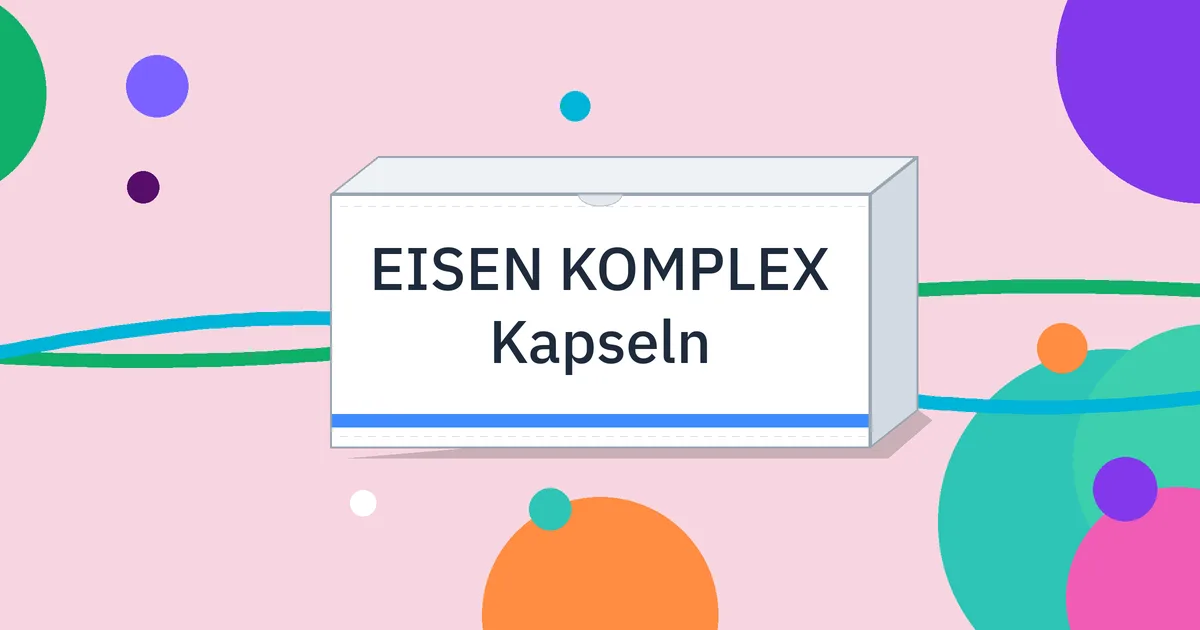Symbolbild: Packung mit der Aufschrift EISEN KOMPLEX Kapseln (PZN 17890788) – Verfügbarkeit und Bezug in Apotheken in Frankfurt am Main
