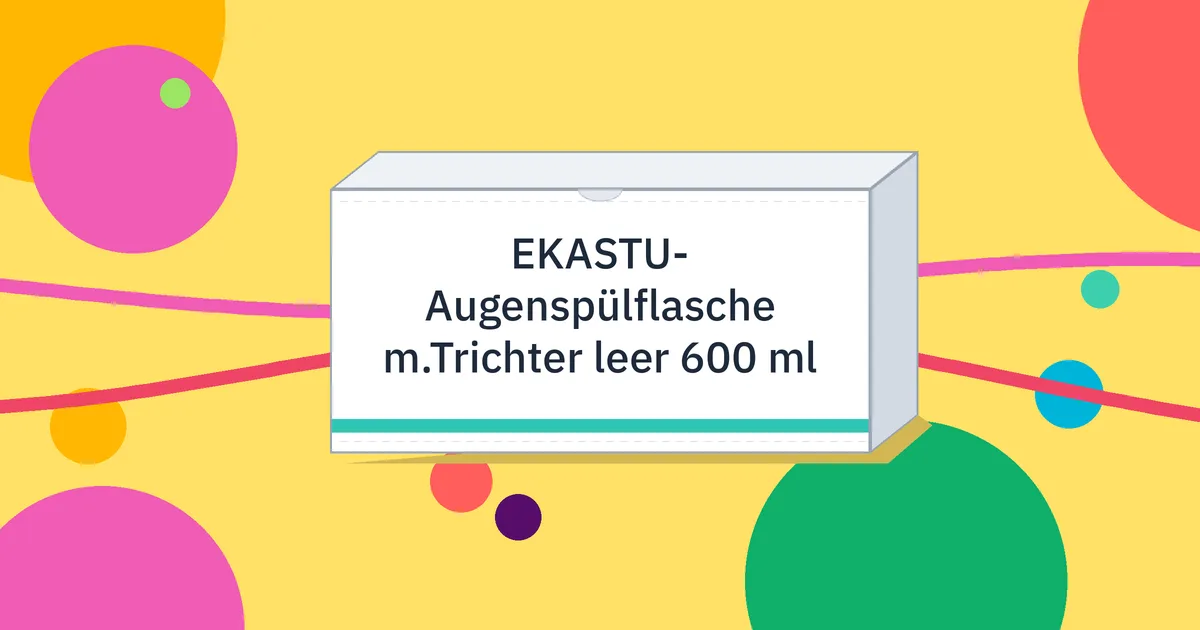 Symbolbild: Packung mit der Aufschrift EKASTU-Augenspülflasche m.Trichter leer 600 ml (PZN 02386848) – Verfügbarkeit und Bezug in Apotheken in Frankfurt am Main
