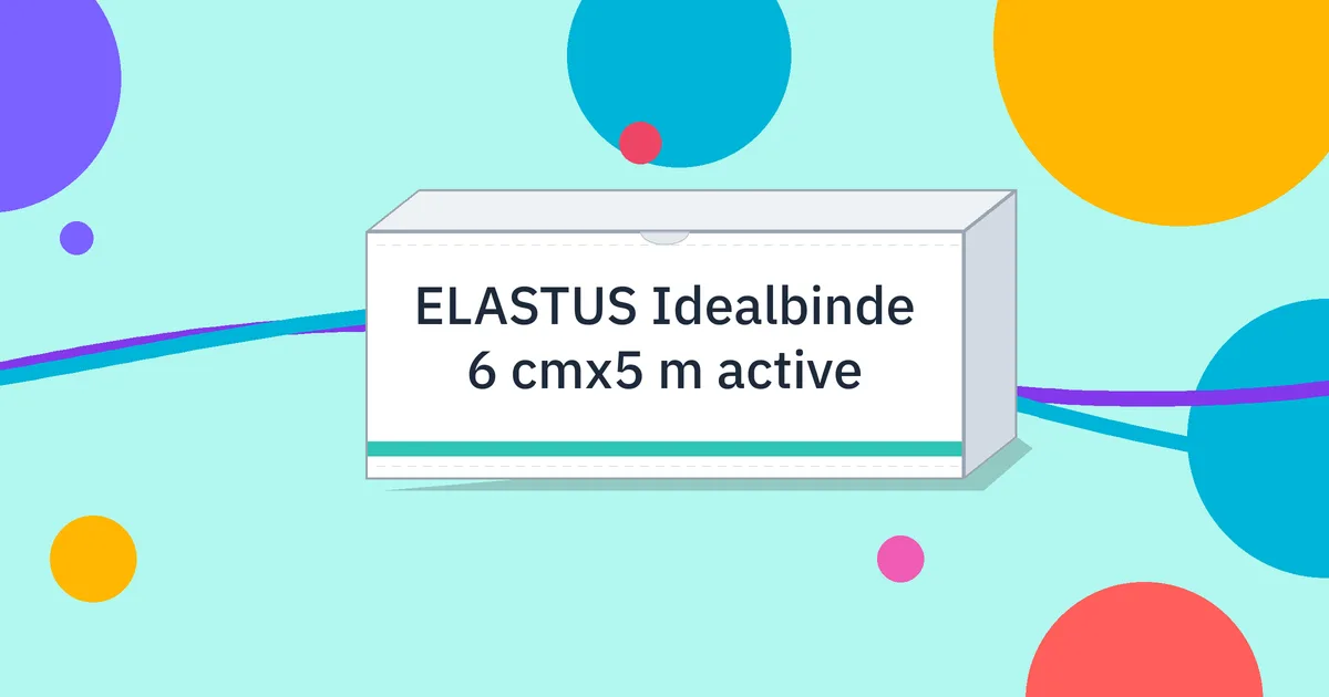 Symbolbild: Packung mit der Aufschrift ELASTUS Idealbinde 6 cmx5 m active (PZN 01311854) – Verfügbarkeit und Bezug in Apotheken in Frankfurt am Main