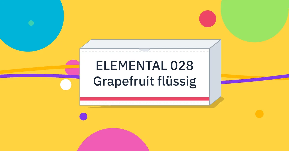Symbolbild: Packung mit der Aufschrift ELEMENTAL 028 Grapefruit flüssig (PZN 00626633) – Verfügbarkeit und Bezug in Apotheken in Frankfurt am Main