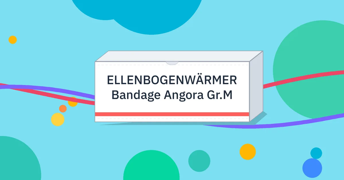 Symbolbild: Packung mit der Aufschrift ELLENBOGENWÄRMER Bandage Angora Gr.M (PZN 19390920) – Verfügbarkeit und Bezug in Apotheken in Frankfurt am Main