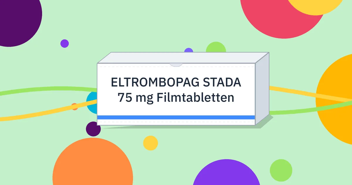 Symbolbild: Packung mit der Aufschrift ELTROMBOPAG STADA 75 mg Filmtabletten (PZN 19274763) – Verfügbarkeit und Bezug in Apotheken in Frankfurt am Main