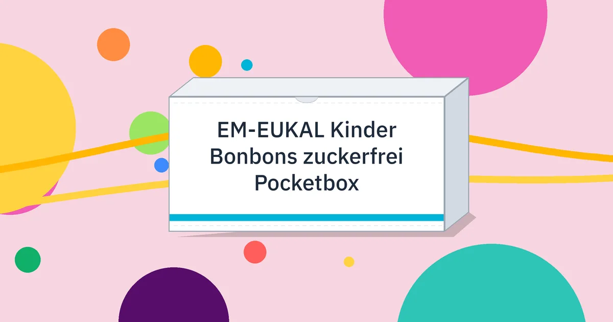 Symbolbild: Packung mit der Aufschrift EM-EUKAL Kinder Bonbons zuckerfrei Pocketbox (PZN 03166600) – Verfügbarkeit und Bezug in Apotheken in Frankfurt am Main