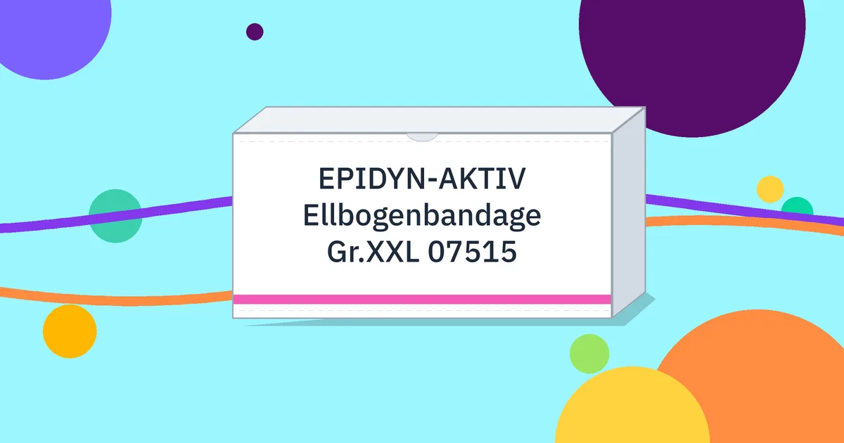 Symbolbild: Packung mit der Aufschrift EPIDYN-AKTIV Ellbogenbandage Gr.XXL 07515 (PZN 09063367) – Verfügbarkeit und Bezug in Apotheken in Frankfurt am Main