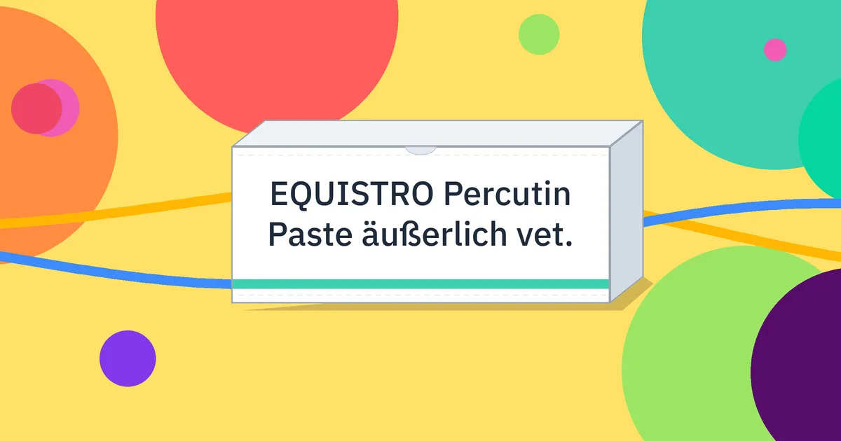 Symbolbild: Packung mit der Aufschrift EQUISTRO Percutin Paste äußerlich vet. (PZN 16361912) – Verfügbarkeit und Bezug in Apotheken in Frankfurt am Main