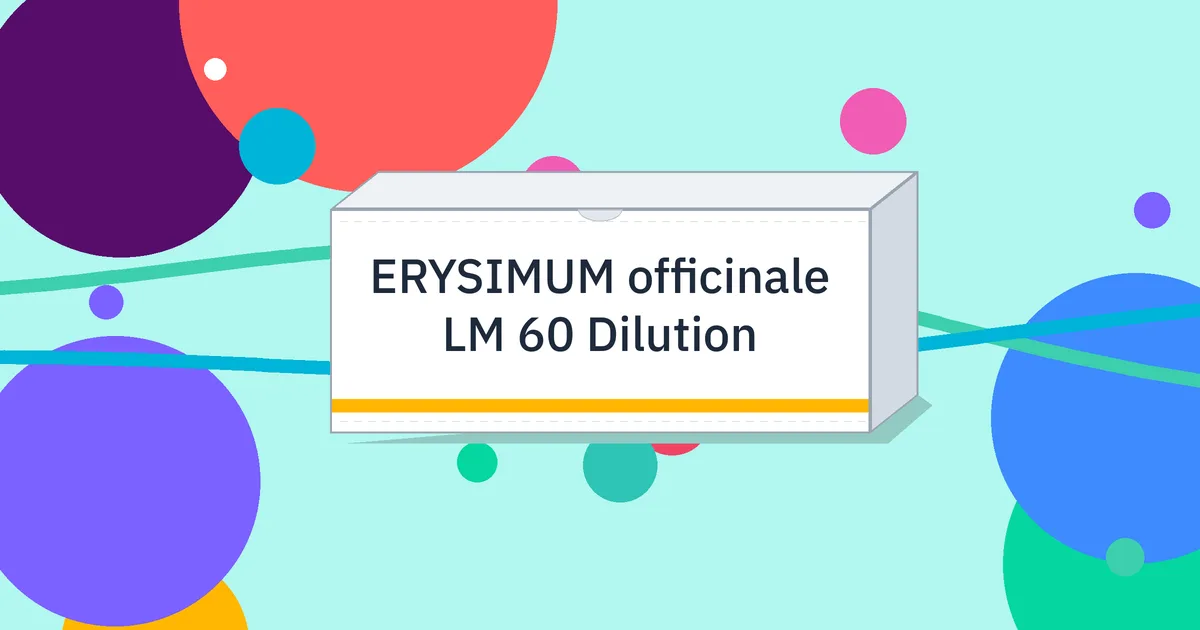 Symbolbild: Packung mit der Aufschrift ERYSIMUM officinale LM 60 Dilution (PZN 13479748) – Verfügbarkeit und Bezug in Apotheken in Frankfurt am Main