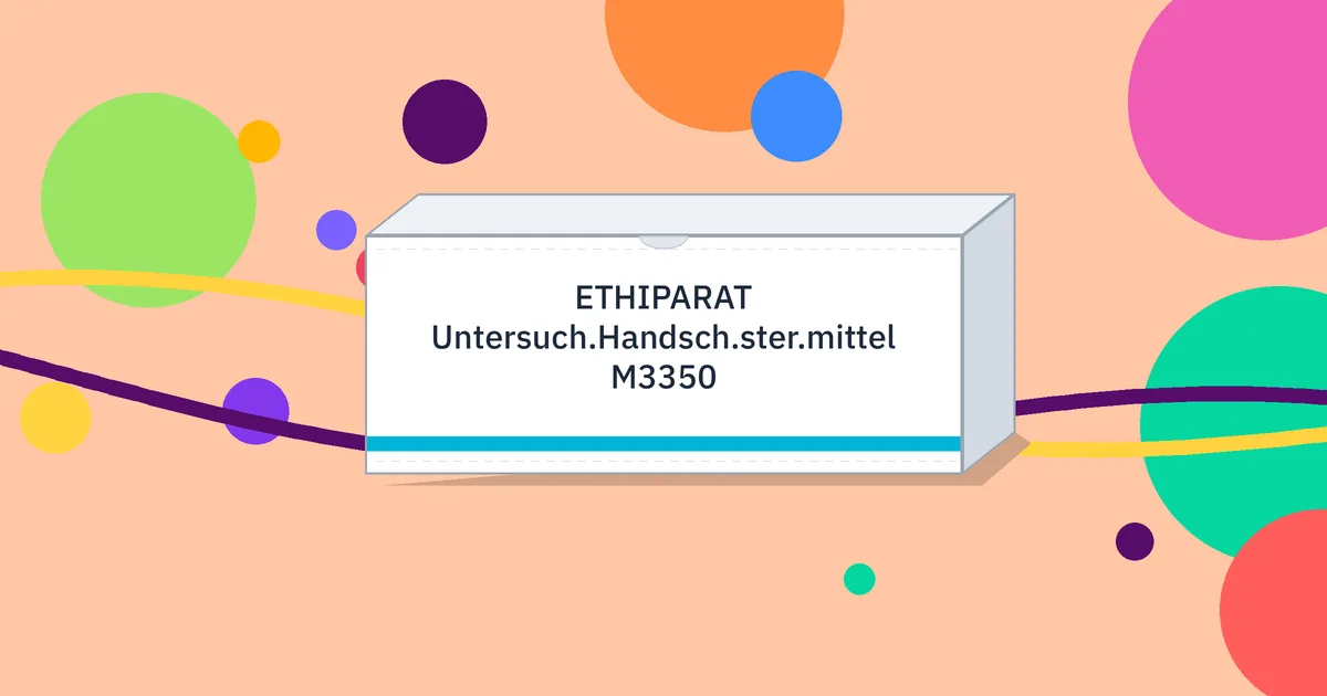 Symbolbild: Packung mit der Aufschrift ETHIPARAT Untersuch.Handsch.ster.mittel M3350 (PZN 01818814) – Verfügbarkeit und Bezug in Apotheken in Frankfurt am Main