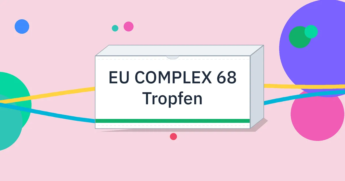Symbolbild: Packung mit der Aufschrift EU COMPLEX 68 Tropfen (PZN 18351237) – Verfügbarkeit und Bezug in Apotheken in Frankfurt am Main