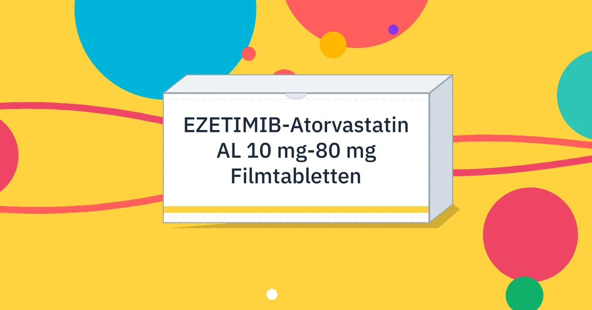 Symbolbild: Packung mit der Aufschrift EZETIMIB-Atorvastatin AL 10 mg-80 mg Filmtabletten (PZN 19181263) – Verfügbarkeit und Bezug in Apotheken in Frankfurt am Main