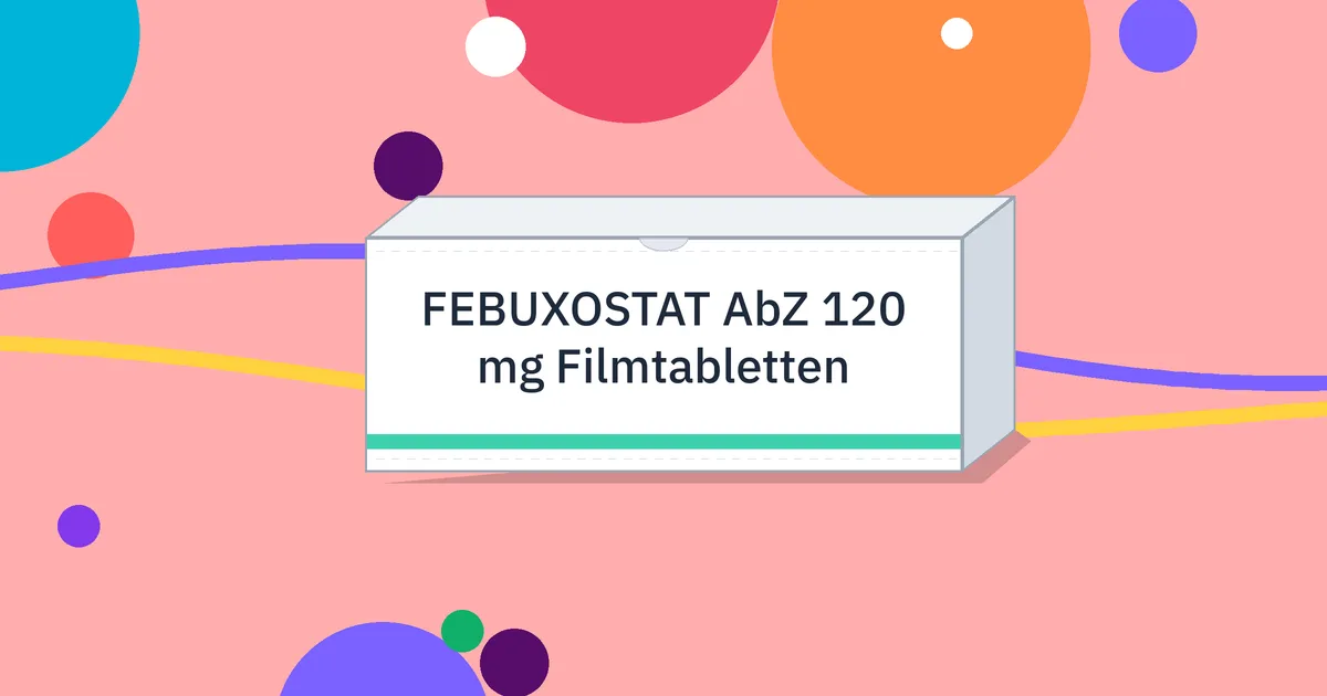 Symbolbild: Packung mit der Aufschrift FEBUXOSTAT AbZ 120 mg Filmtabletten (PZN 14215626) – Verfügbarkeit und Bezug in Apotheken in Frankfurt am Main