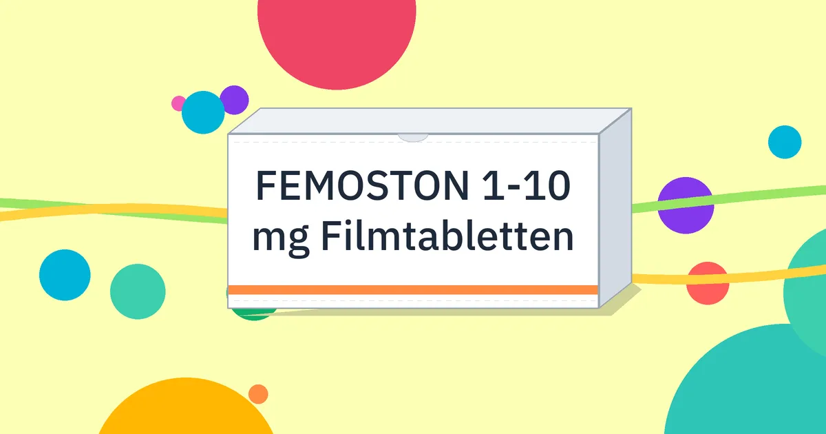 Symbolbild: Packung mit der Aufschrift FEMOSTON 1-10 mg Filmtabletten (PZN 00608931) – Verfügbarkeit und Bezug in Apotheken in Frankfurt am Main