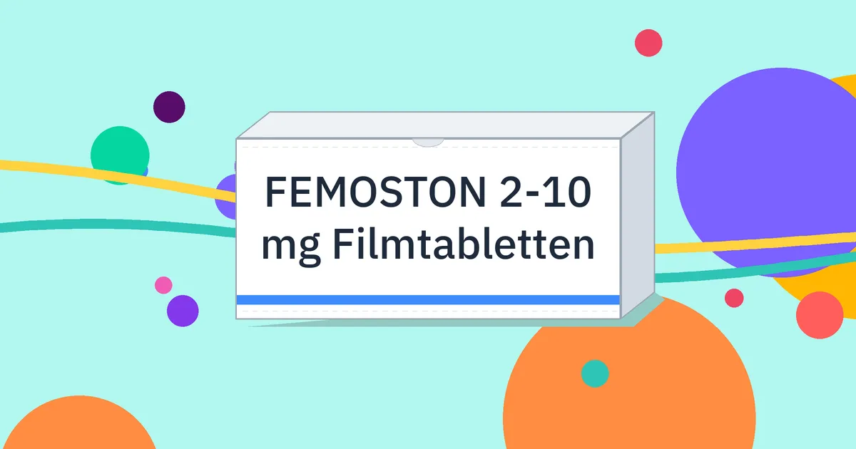 Symbolbild: Packung mit der Aufschrift FEMOSTON 2-10 mg Filmtabletten (PZN 17165018) – Verfügbarkeit und Bezug in Apotheken in Frankfurt am Main