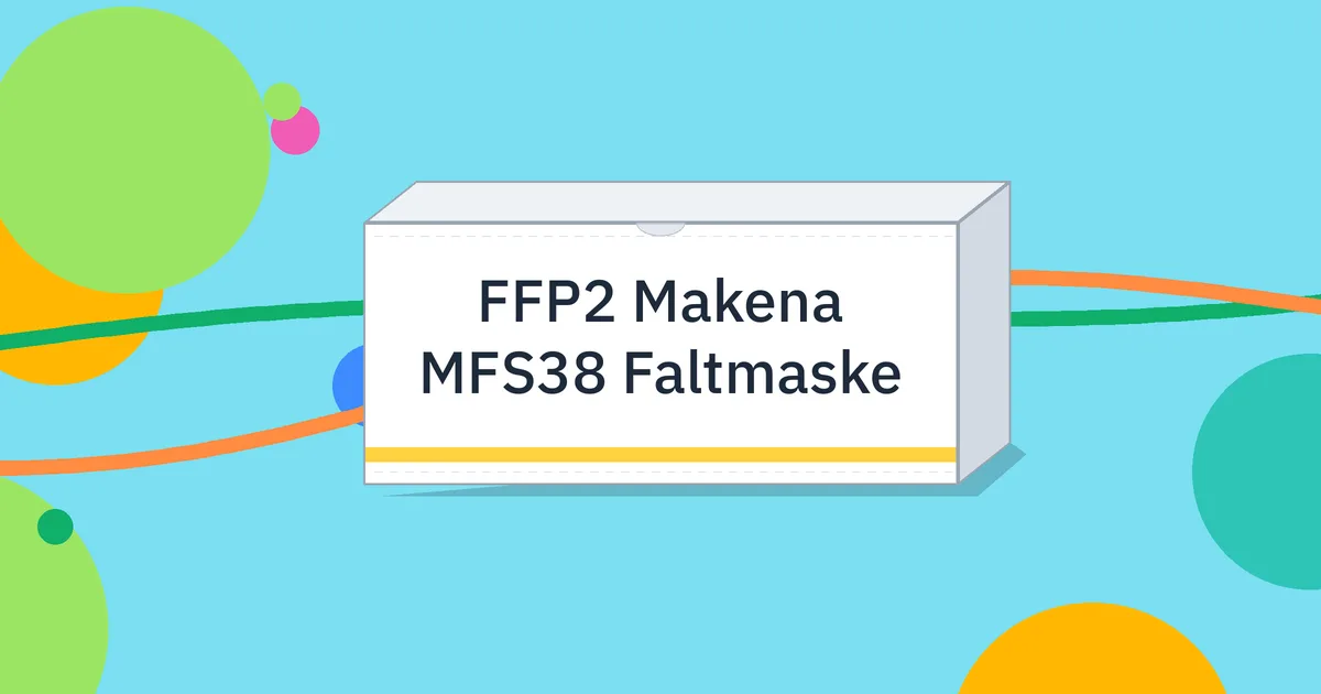 Symbolbild: Packung mit der Aufschrift FFP2 Makena MFS38 Faltmaske (PZN 17195924) – Verfügbarkeit und Bezug in Apotheken in Frankfurt am Main