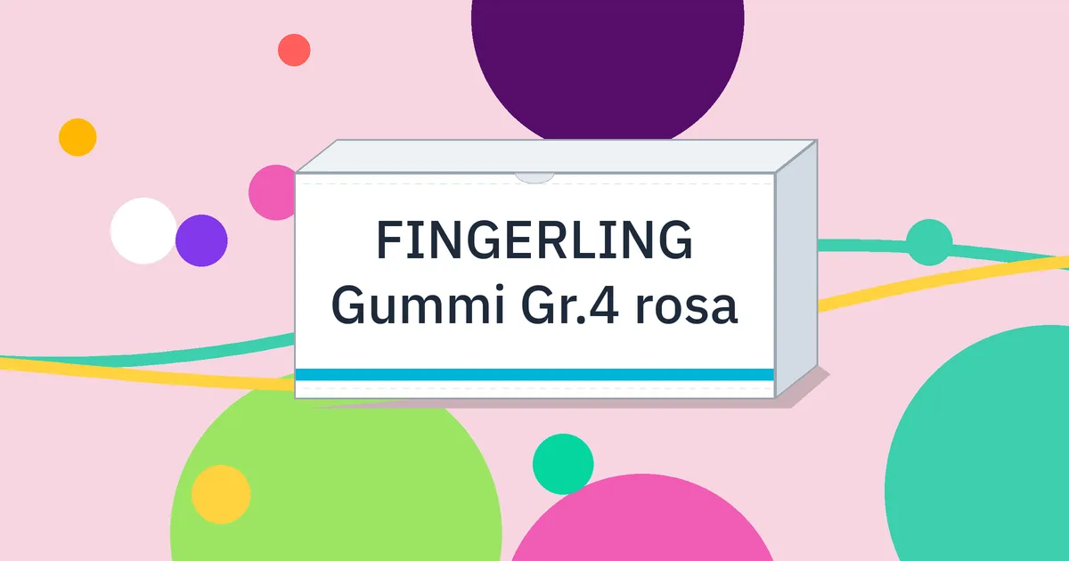 Symbolbild: Packung mit der Aufschrift FINGERLING Gummi Gr.4 rosa (PZN 01726940) – Verfügbarkeit und Bezug in Apotheken in Frankfurt am Main