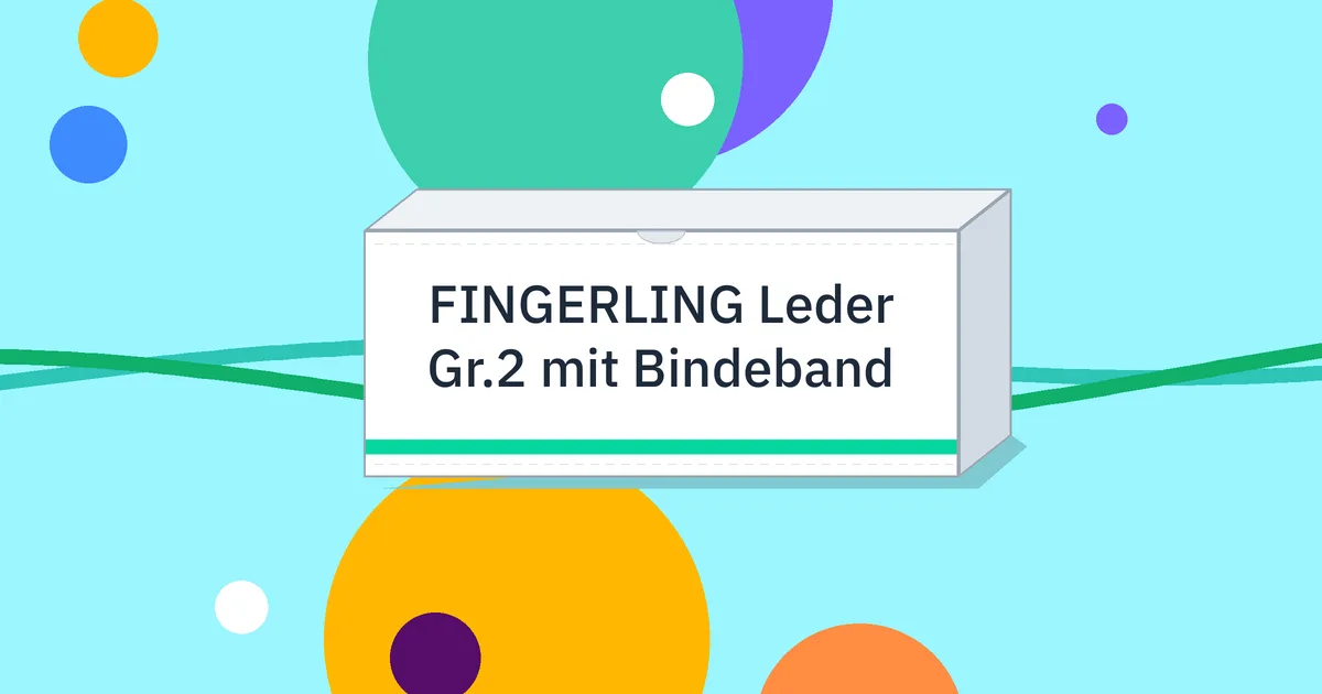 Symbolbild: Packung mit der Aufschrift FINGERLING Leder Gr.2 mit Bindeband (PZN 05467010) – Verfügbarkeit und Bezug in Apotheken in Frankfurt am Main