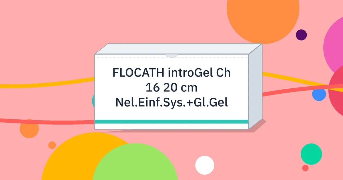 Symbolbild: Packung mit der Aufschrift FLOCATH introGel Ch 16 20 cm Nel.Einf.Sys.+Gl.Gel (PZN 05018720) – Verfügbarkeit und Bezug in Apotheken in Frankfurt am Main