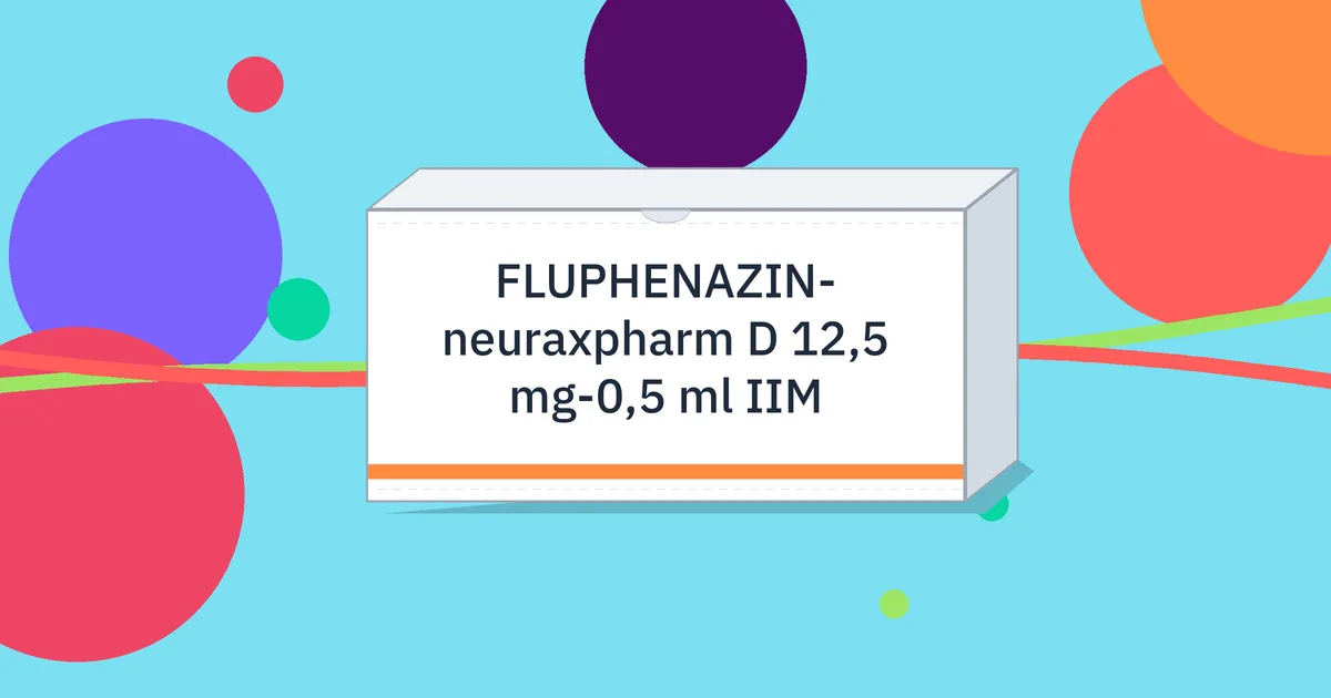Symbolbild: Packung mit der Aufschrift FLUPHENAZIN-neuraxpharm D 12,5 mg-0,5 ml IIM (PZN 08515465) – Verfügbarkeit und Bezug in Apotheken in Frankfurt am Main