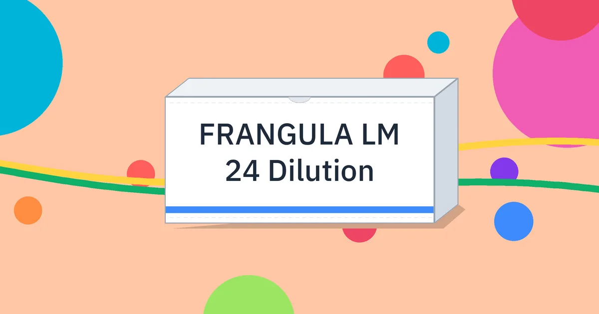 Symbolbild: Packung mit der Aufschrift FRANGULA LM 24 Dilution (PZN 12874566) – Verfügbarkeit und Bezug in Apotheken in Frankfurt am Main